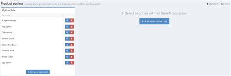 Product Options And Modifiers Tabology