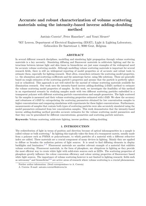 Pdf Accurate And Robust Characterization Of Volume Scattering