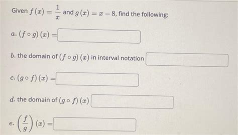 solved given f x x1 and g x x−8 find the following a