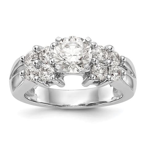 14k White Gold Diamond Peg Set Engagement Ring