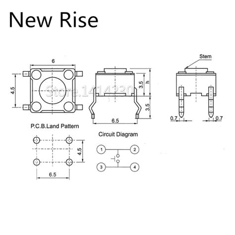 Push Button Tactile Switch Pinout Connections Uses 60 OFF