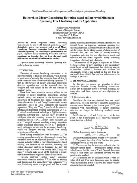 Research On Money Laundering Detection Based On Improved Minimum Spanning Tree Clustering And