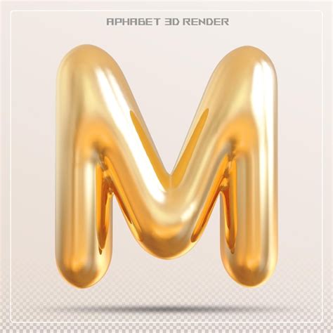 Premium Psd Gold Letter M Font Alphabet 3d Render