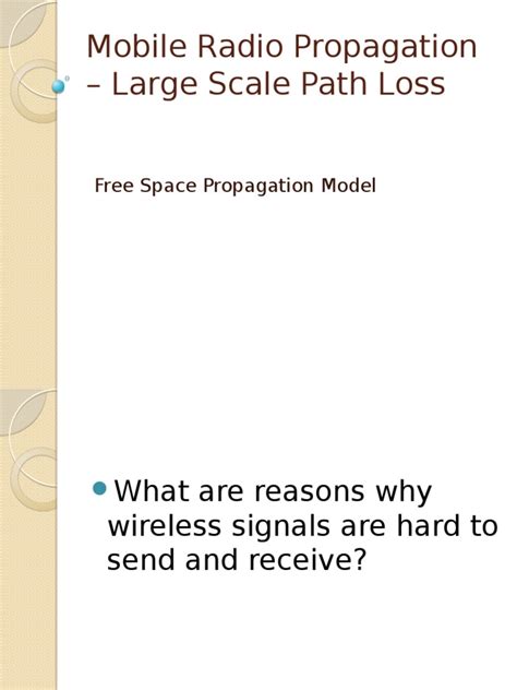 Free Space Propagation Model Radio Radio Propagation