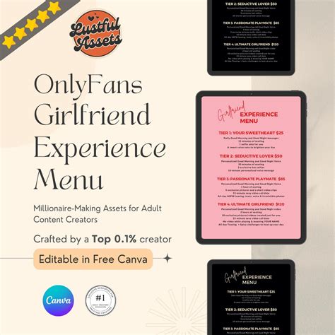 Onlyfans Girlfriend Experience Menu Onlyfans Tip Editable Canva