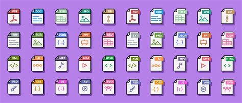 Premium Vector Document File Format Folder Pdf Doc Xls  Zip Txt Png Json Ppt Csv Xml Ai Mp3