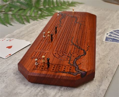Fractal Burn Cribbage Board Epoxy Inlay Etsy