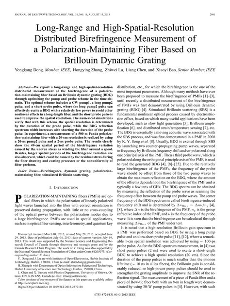 Pdf Long Range And High Spatial Resolution Distributed Birefringence