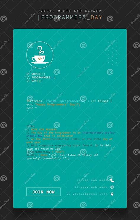 Banner Template In Portrait Design With Coding Text In Green Background
