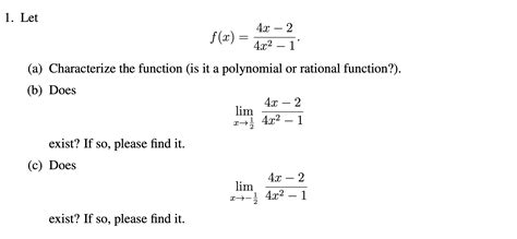 Solved Fx4x2−14x−2 A Characterize The Function Is It A