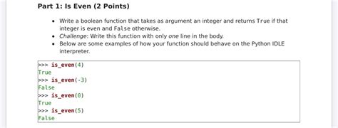 Solved Part Is Even Points Write A Boolean Function Chegg