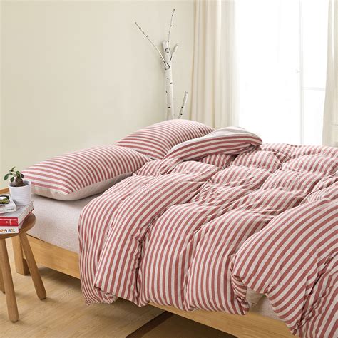 High Quality 100 Cotton Knitted Fabric Stripe Duvet Covers Duvet