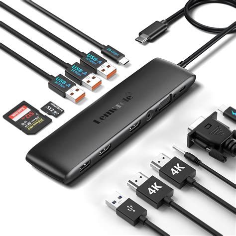 Lemorele 12 In 1 Laptop Usb C Docking Station Dual Monitor Multiport