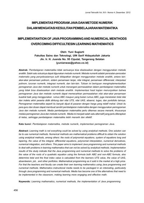 Pdf Implementas Program Java Dan Metode Numerik Dalam Dokumentips