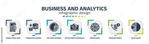 Business And Analytics Infographic Design Template With Mobile Stock Data Person Explaining