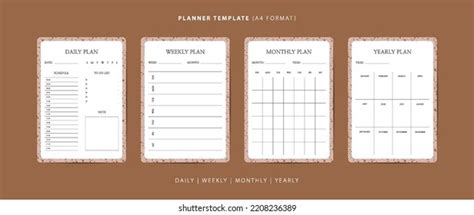 Set Daily Weekly Monthly Yearly Planner Stock Vector Royalty Free 2208236389 Shutterstock