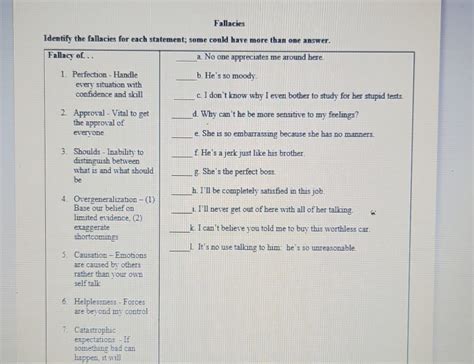 Identify The Fallacies For Each Statement Some Conld