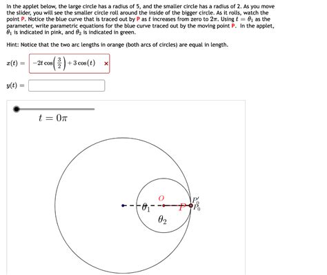 solved in the applet below the large circle has a radius of