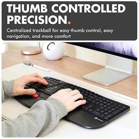X9 Performance Ergonomic Wireless Keyboard With Trackball Rechargeable Backlit Built In