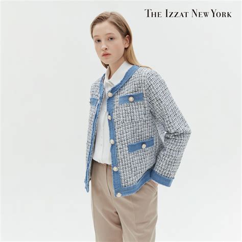 포스티 더아이잗 데님 배색 펄 트위드 재킷 In3p0jk03