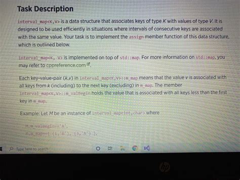 Solved Task Description Intervalmap Is A Data Structure