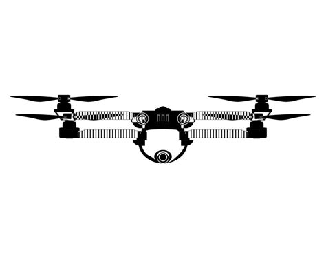 Drone In Outline Style Quadcopter With Camera Colorful Vector