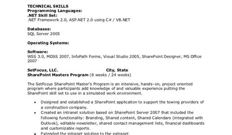 Sharepoint Sample Resume Developers Kleimeyer Sharepoint Resume Williamson