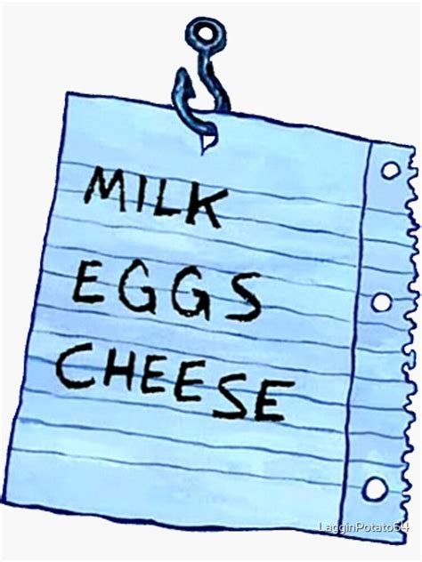 Floating Shopping List Spongebob Sticker By Lagginpotato64 Redbubble