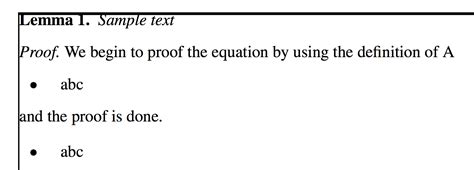 Amsthm Remove Horizontal Space Between Proof And Start Of The Proof