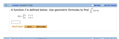 Solved A Function F Is Defined Below Use Geometric Formulas