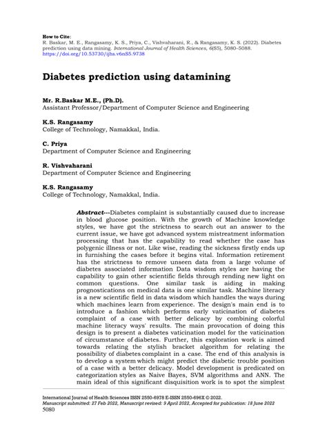 Pdf Diabetes Prediction Using Data Mining