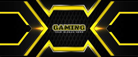 금속 기술 개념과 미래 노란색과 검은 색 추상적 인 게임 배너 디자인 템플릿 벡터 그래픽 3차원 형태에 대한 스톡 벡터 아트 및