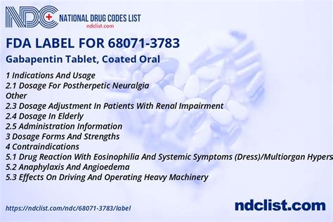 Fda Label For Gabapentin Tablet Coated Oral Indications Usage And Precautions