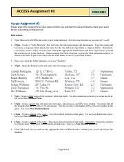 Create A Microsoft Access Database And Complete Assignments Course Hero