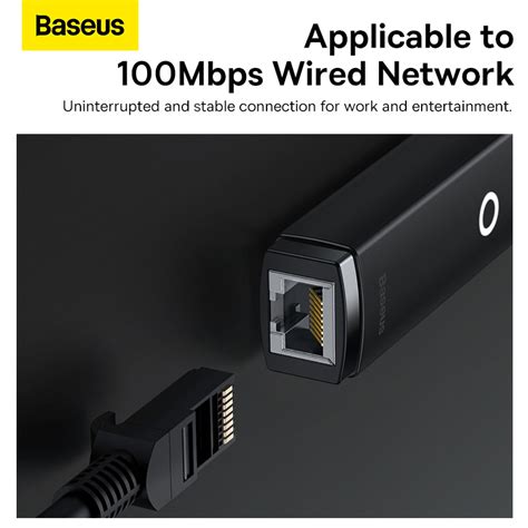 Baseus 100Mbps Type C To RJ45 LAN Port Ethernet Adapter Lite Series 6M BaduDeal