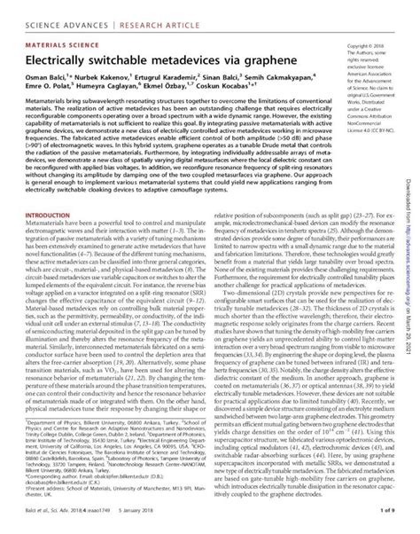 Pdf Electrically Switchable Metadevices Via Graphene€¦ · Fig 1