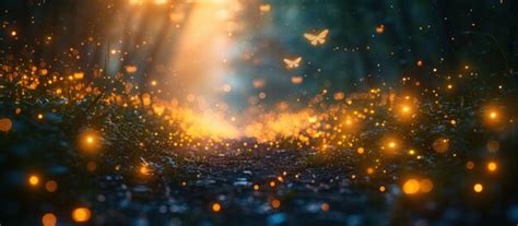 Premium Photo Firefly Flying In The Night Forest