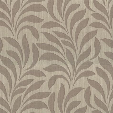 Kew Silver Woven Fabric Cotton Leaf Trail Design