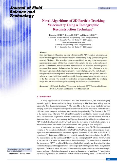 Pdf Novel Algorithms Of 3d Particle Tracking Velocimetry Using A Tomographic Reconstruction