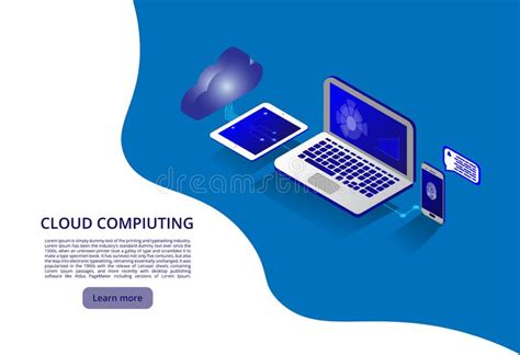 Isometric Modern Cloud Technology And Networking Concept Web Cloud Technology Business Stock