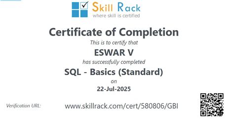Skillrack Database Sqlbasics Eswar V