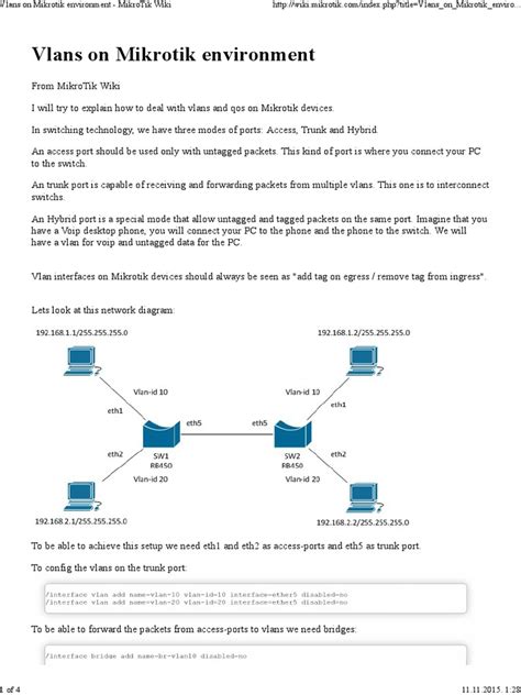 Vlans On Mikrotik Environment Pdf Network Switch Internet Protocols