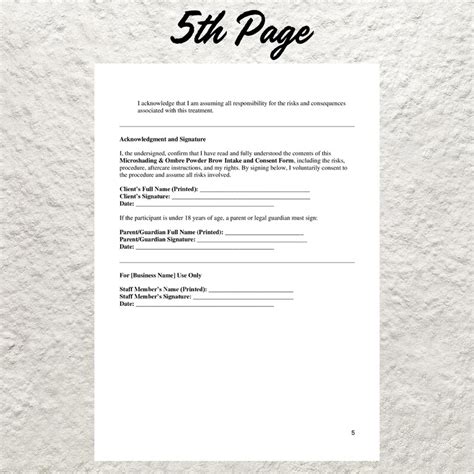 Microshading Consent Form Template Editable Ombre Powder Brow Consent Form Printable