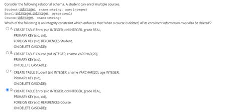 Solved Consider The Following Relational Schema A Student Chegg