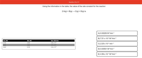 solved using the information in the table the value of the