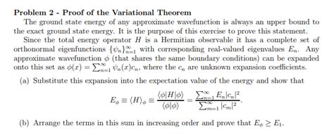 Solved Problem 2 Proof Of The Variational Theorem The