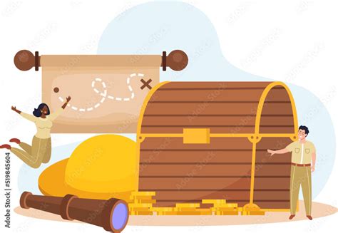 Treasure Hunt Flat Background Stock Vector Adobe Stock