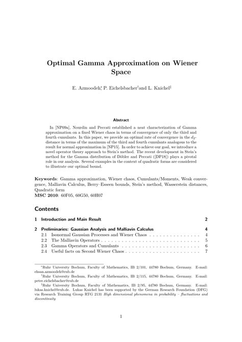 pdf optimal gamma approximation on wiener space