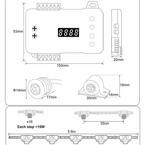 Pir 모션 센서 Cob Led 조명 스트립 10 20 단계 계단 스마트 컨트롤러 디밍 계단 램프 작동 용 용접 전선 필요