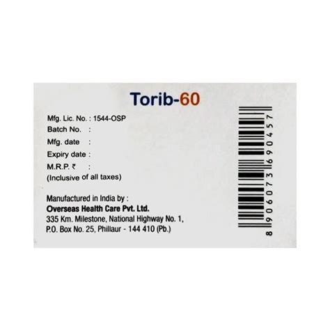 Buy Torib 60 Tablet 15s Online At Upto 25 Off Netmeds